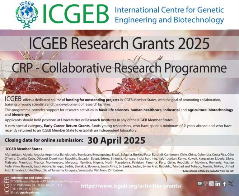 PEMBUKAAN GERAN BAGI ICGEB RESEARCH GRANTS 2025 – COLLABORATIVE ...